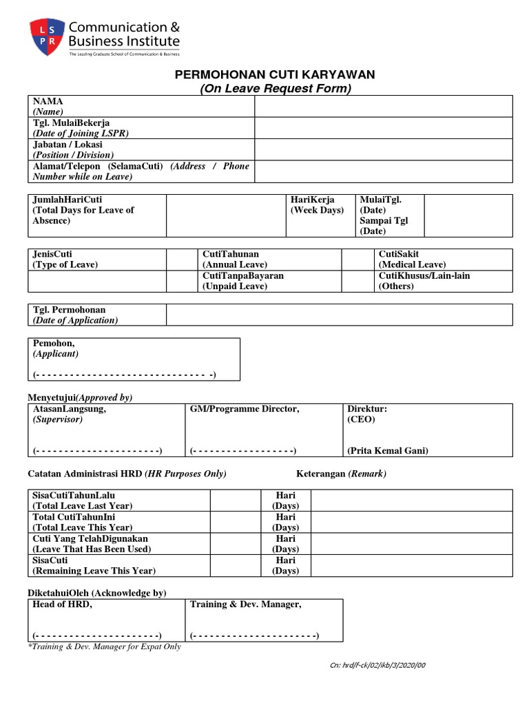 Form Cuti Karyawan | PDF