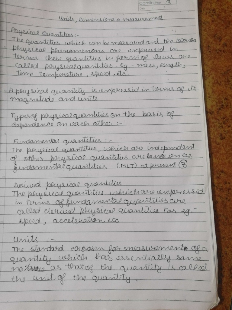 CH 01 Units and Measurements Topper's Notes | PDF