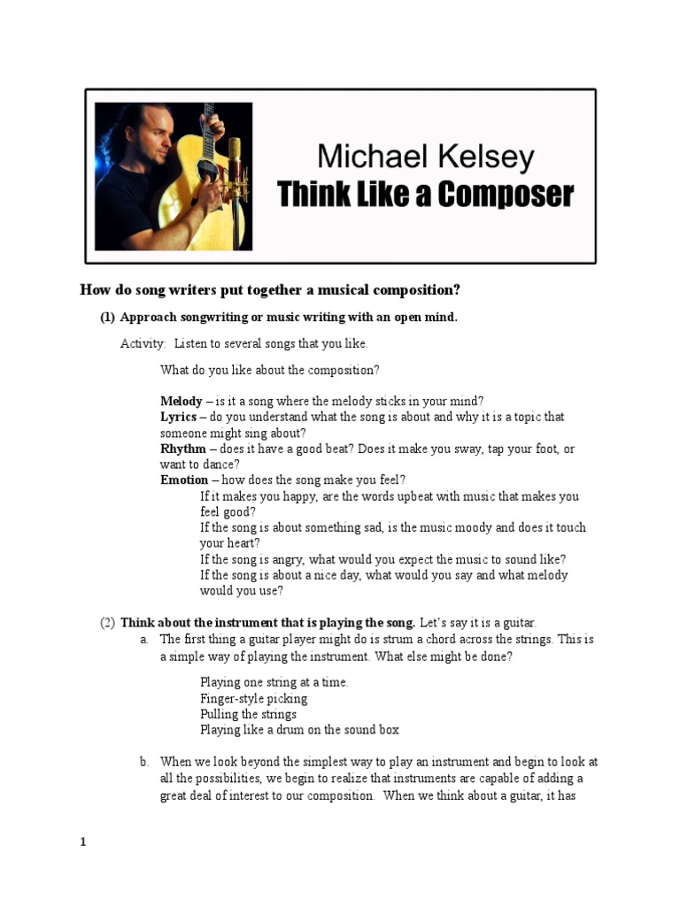 Michael Kelsey Study Guide | PDF | Musical Compositions | Guitars