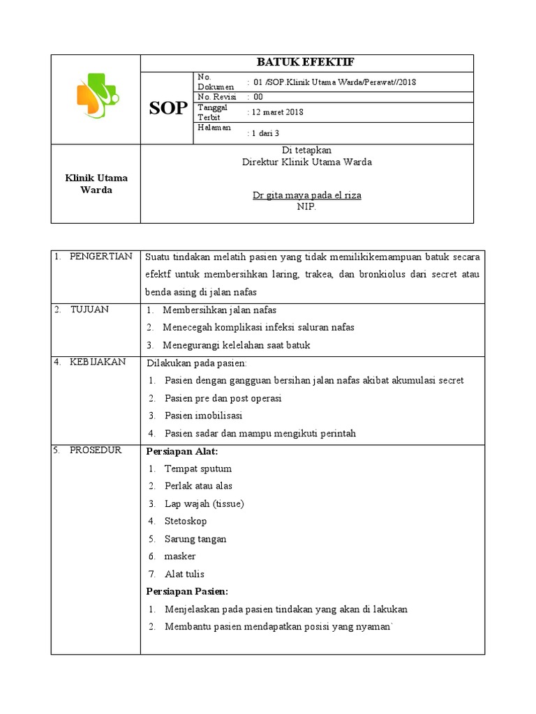 8.sop - Batuk Efektif | PDF