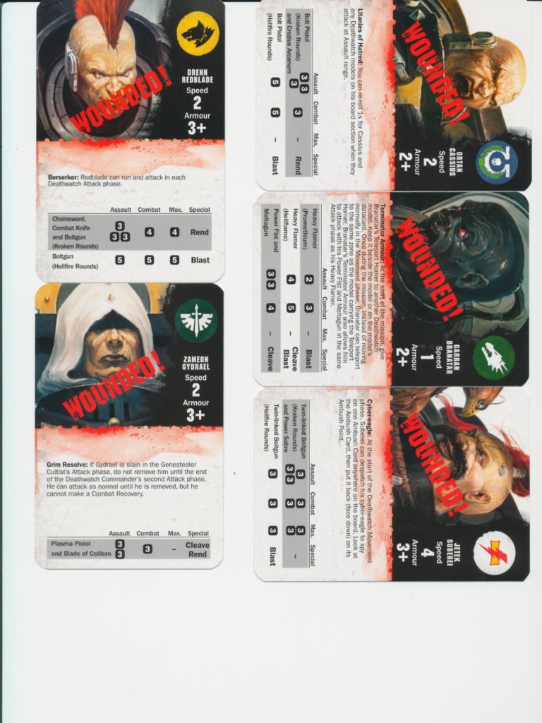 Deathwath Overkill - Character Cards Front & Back | PDF