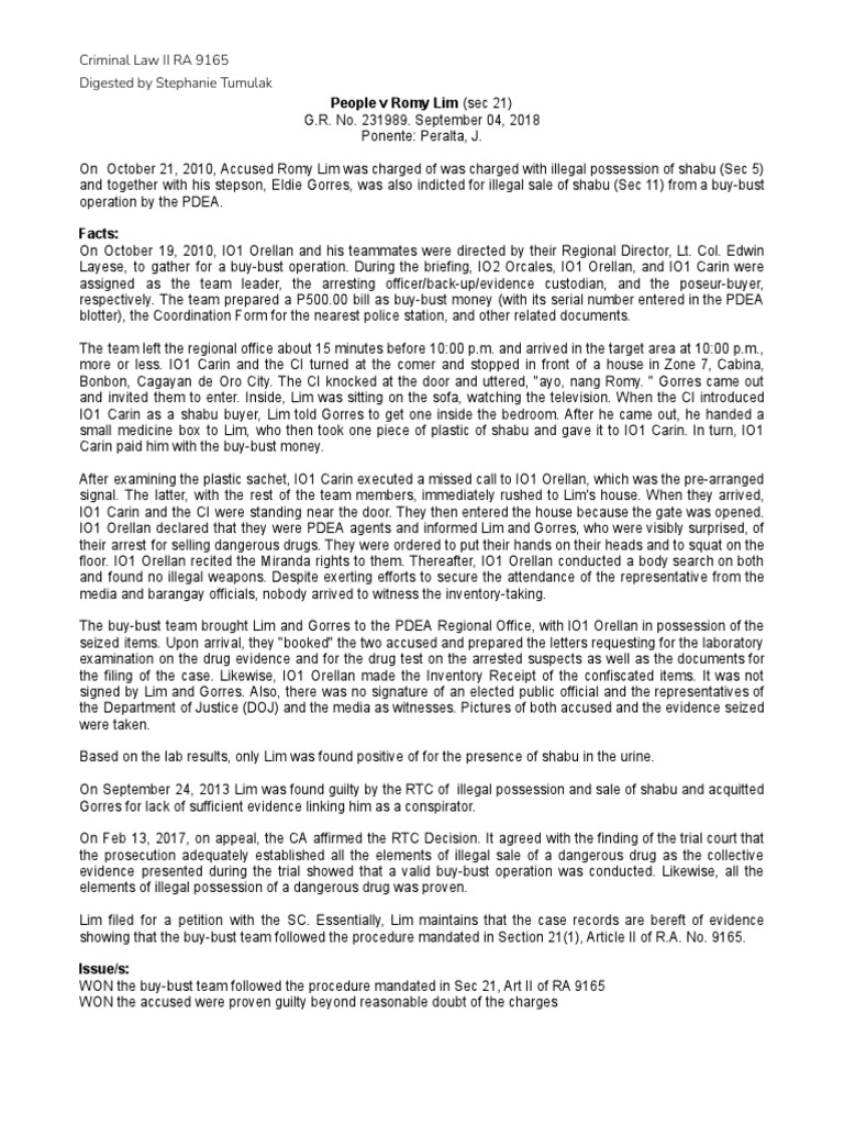 People V Romy Lim | PDF | Arrest | Evidence