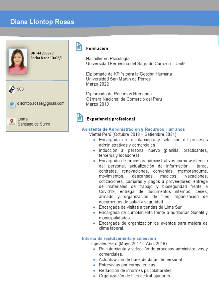 Modelo CV | PDF | Perú | Gestión de recursos humanos