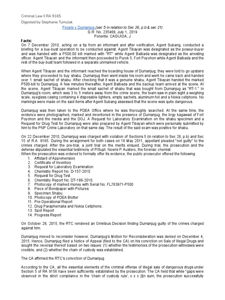 Strict Compliance with Chain of Custody Rules Required to Uphold ...