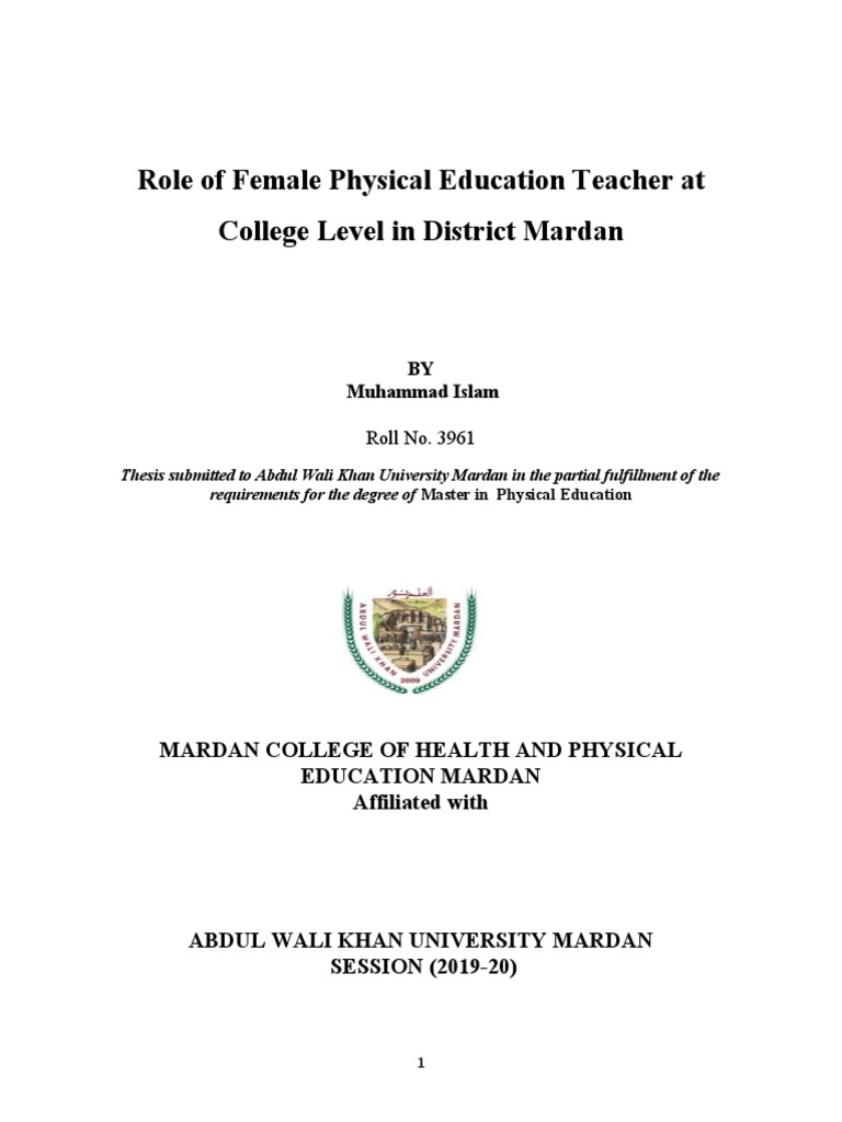 Health and Physical Education Thesis | PDF | Gender Studies | Gender