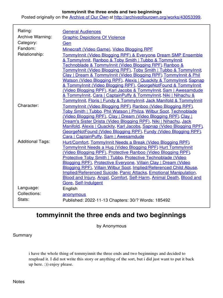 Tommyinnit The Three | PDF