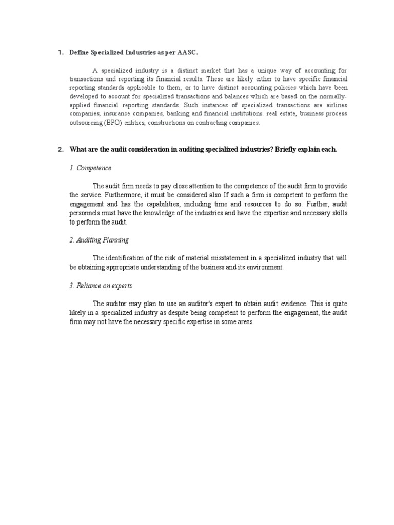 Specialized Industry Defined by Aasc | PDF