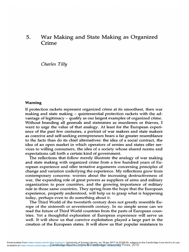 Tilly - 5. War Making and State Making As Organized Crime | PDF | Taxes ...
