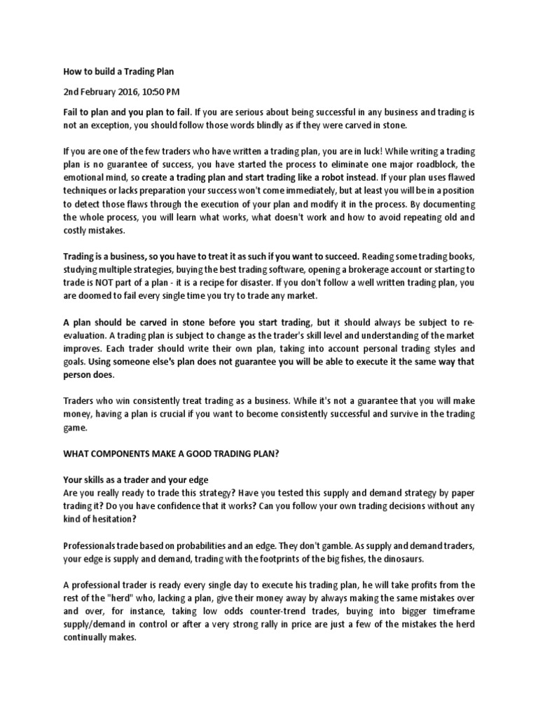 02 0 How To Build A Trading Plan Pdf Risk Investing