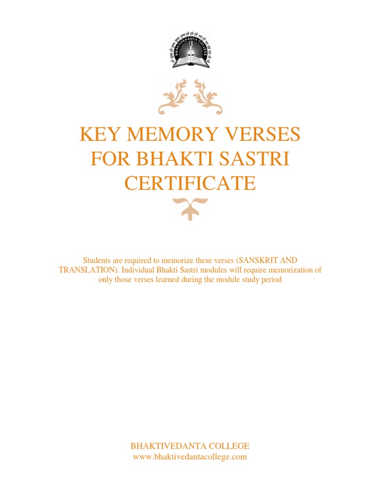 Key Verses for Bhakti Sastri Exam | PDF | Bhakti | Brahman