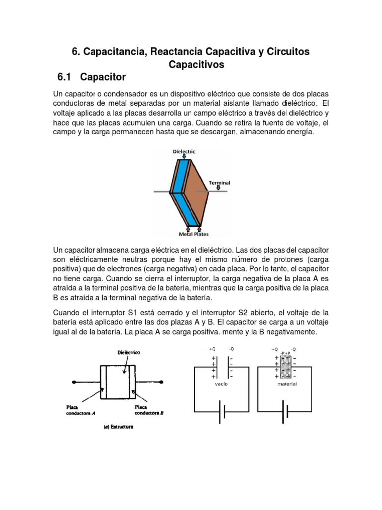 Capacitancia, Reactancia Capacitiva y Circuitos Capacitivos | PDF ...