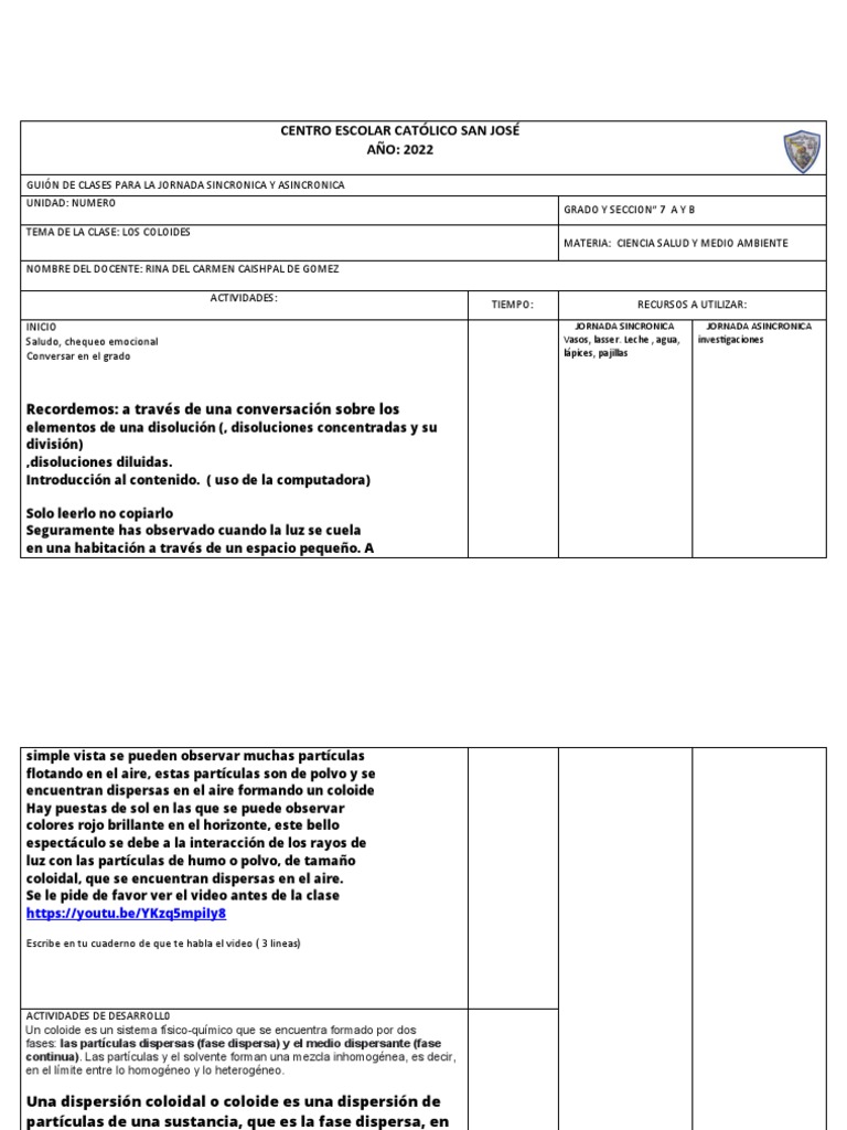 Guion 4 Los Coloides | PDF | Coloide | Ciencias fisicas