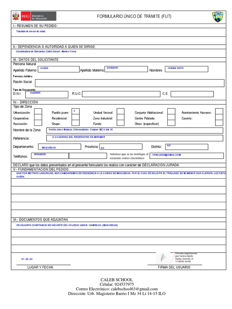 Formulario Unico de Trámite | PDF