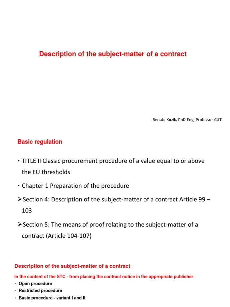 Subject Matter of Contract - 2022 - 23 | PDF | Specification (Technical ...
