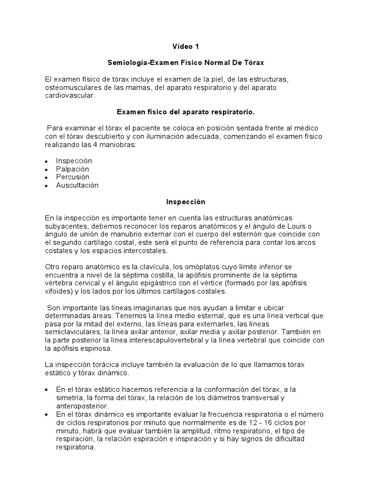 3 Video de Lab Semio | PDF | Tórax | Anatomía