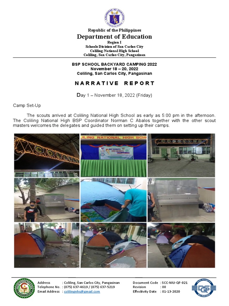BSP School Backyard Camping 2022 Report | PDF | Knot