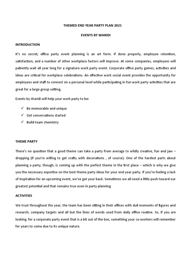 Old Skool Themed End Year Party Plan 2021 | PDF