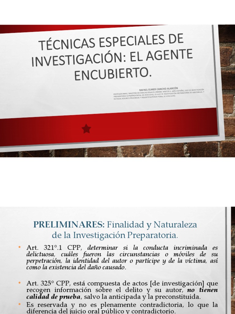 Técnicas Especiales de Investigación Agente Encubierto | PDF | Fiscal ...