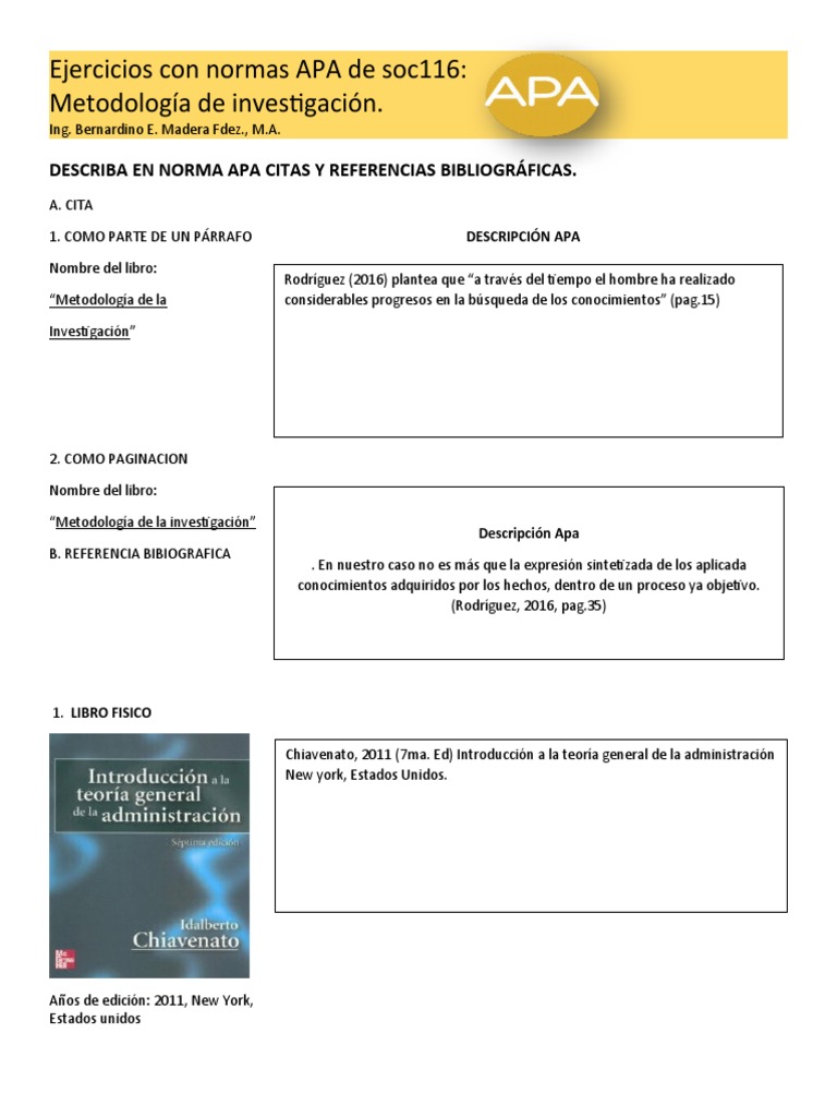 Ejercicios Con Normas APA | PDF