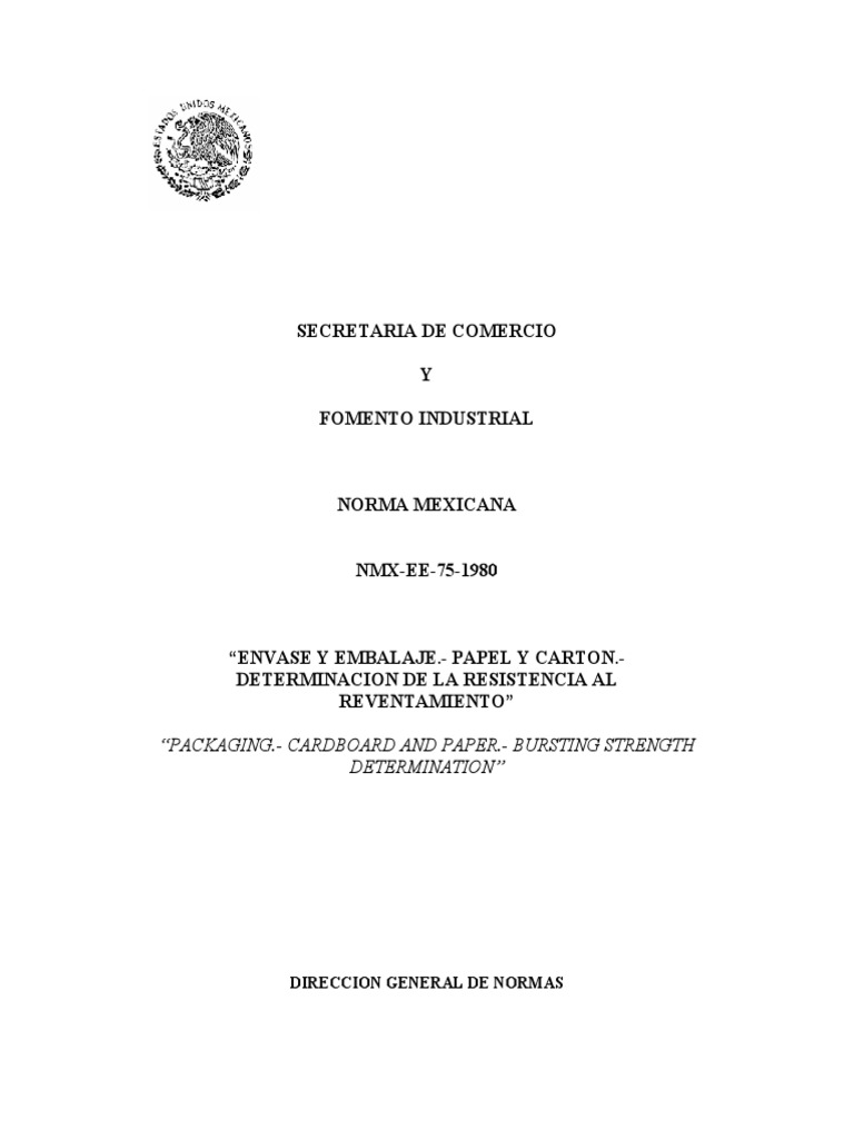 NMX Ee 075 1980 | PDF | Presión | Cartón