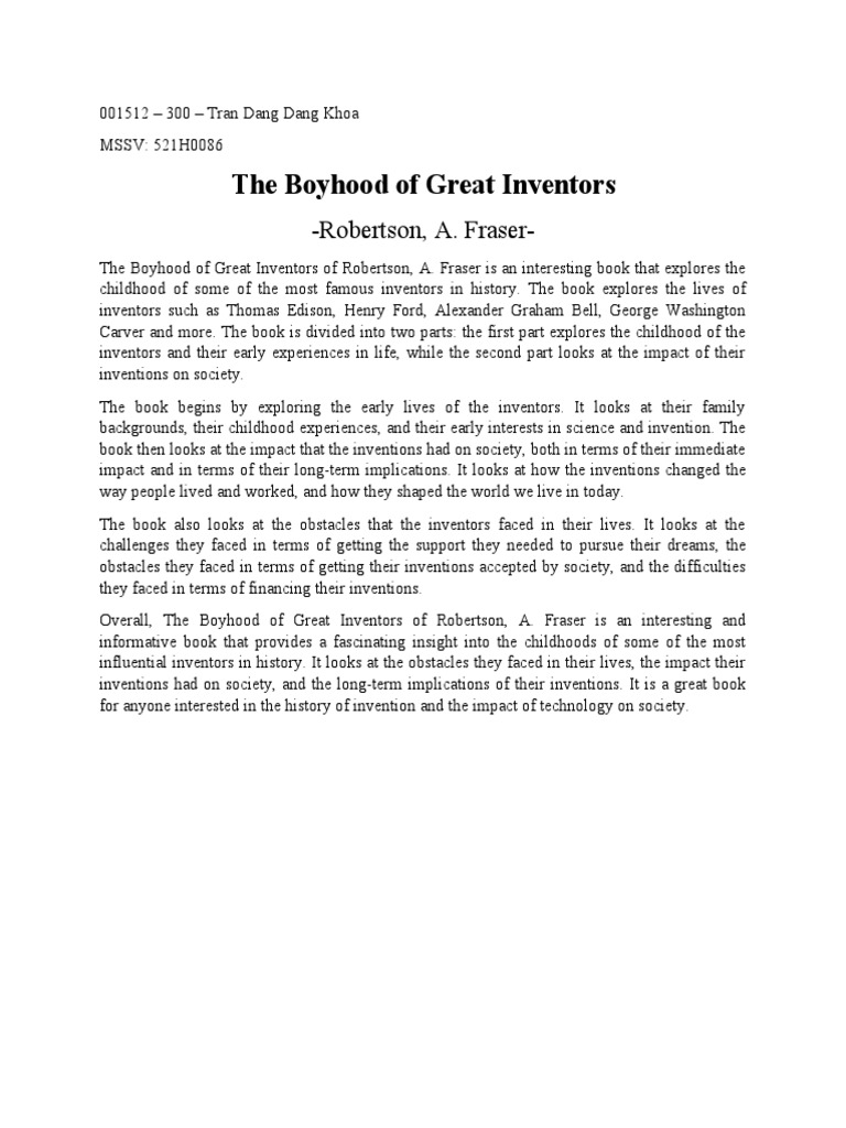 The Boyhood of Great Inventors: - Robertson, A. Fraser | PDF | Social ...