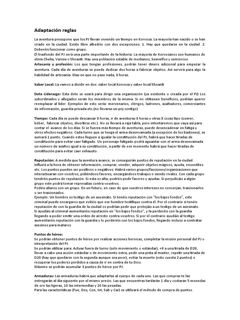 Reglas de Adaptación para Aventura en Korvosa | PDF | Duendes | Nobleza