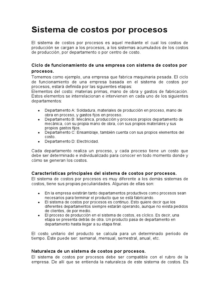 Sistema de Costos Por Procesos | PDF
