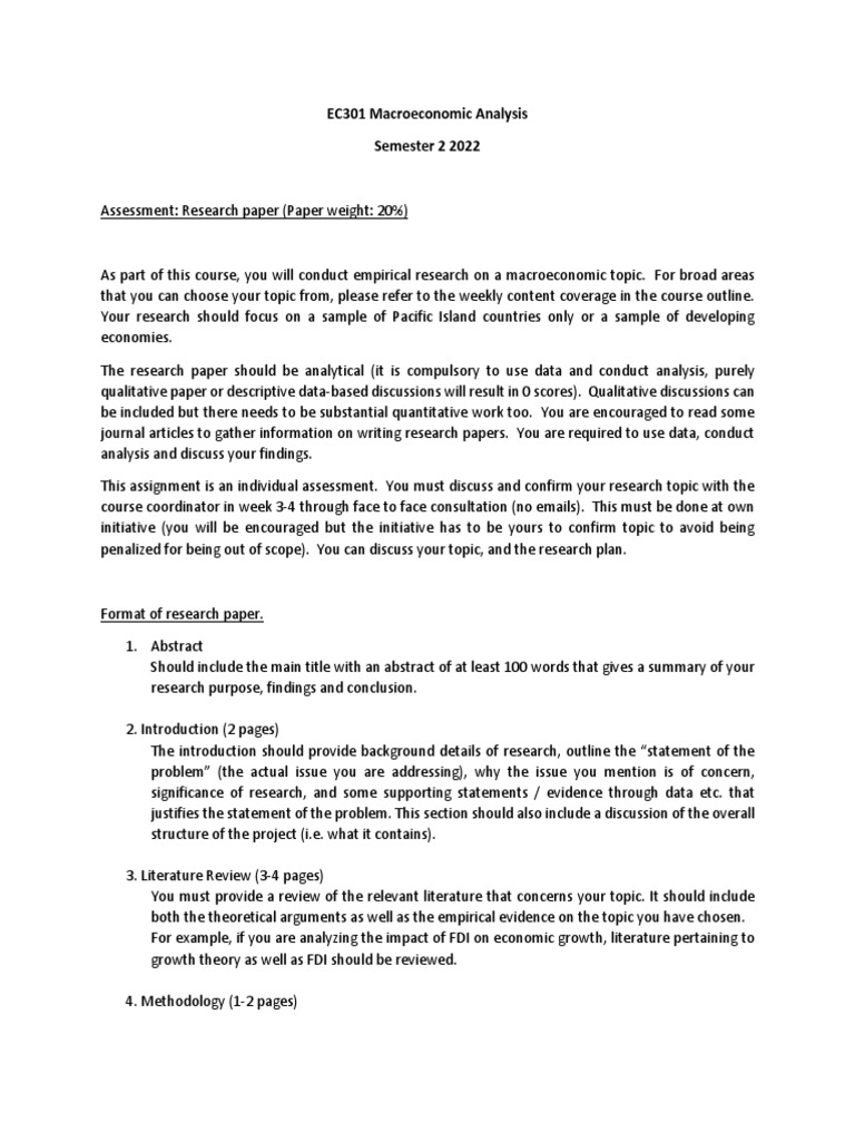 Macroeconomic Analysis Research Paper | PDF | Statistics | Methodology