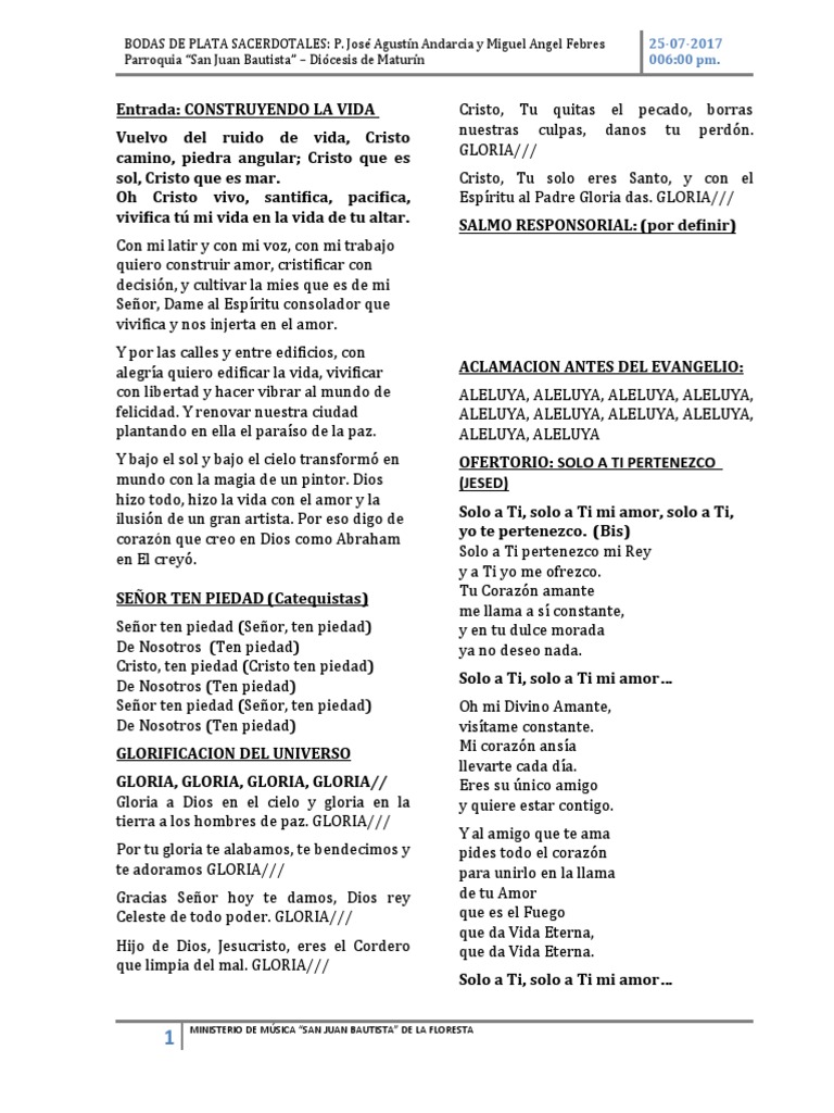 Canciones para Bodas de Plata Sacerdotales | PDF | Cristo (título) | Amor