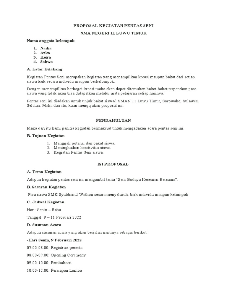 Contoh Proposal Lengkap Yang Baik Dan Benar 1 | PDF