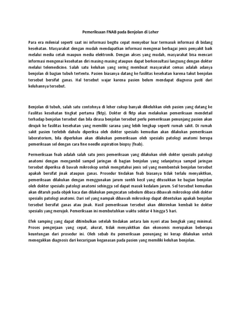 FNAB Pada Benjolan Di Leher | PDF
