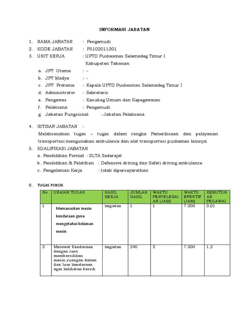 Contoh Anjab Baru 2 | PDF
