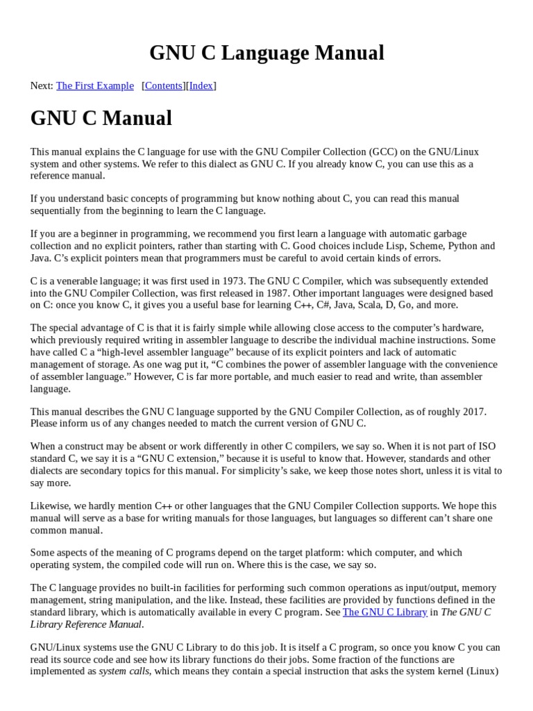 GNU C Language Manual | PDF | Pointer (Computer Programming) | Parameter (Computer Programming)