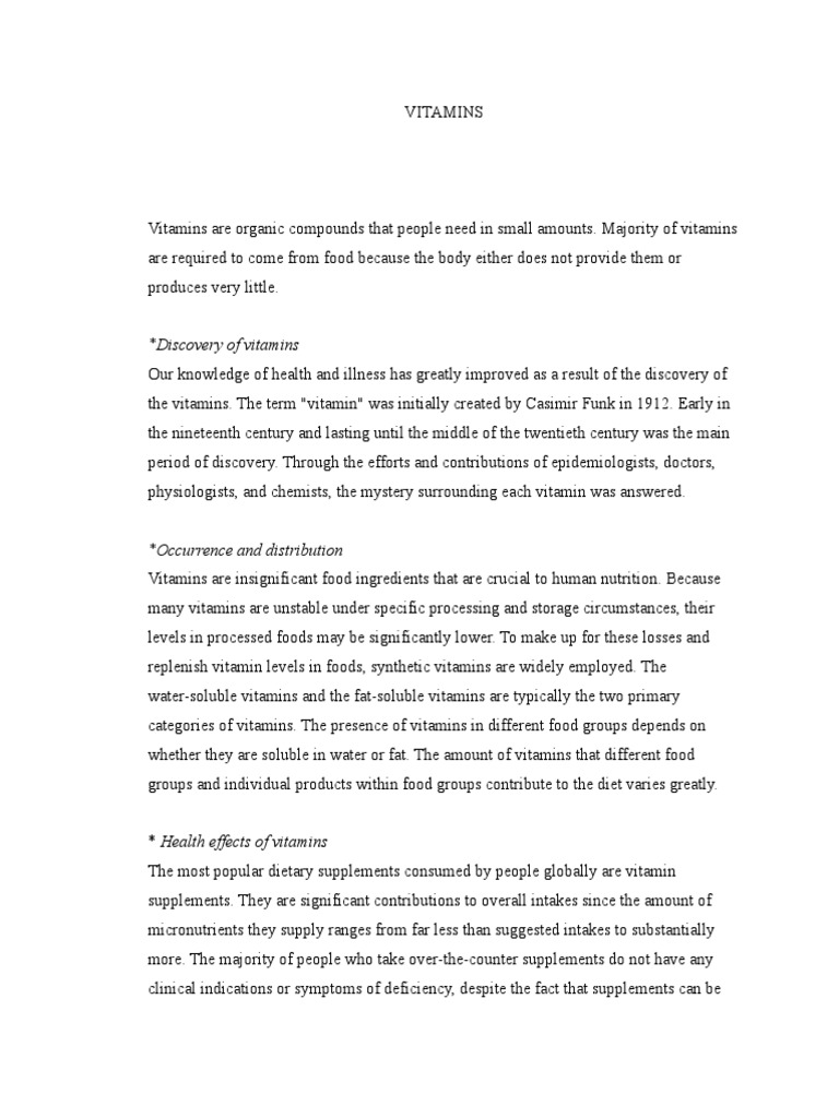 VITAMINS | PDF | Vitamin | Foods