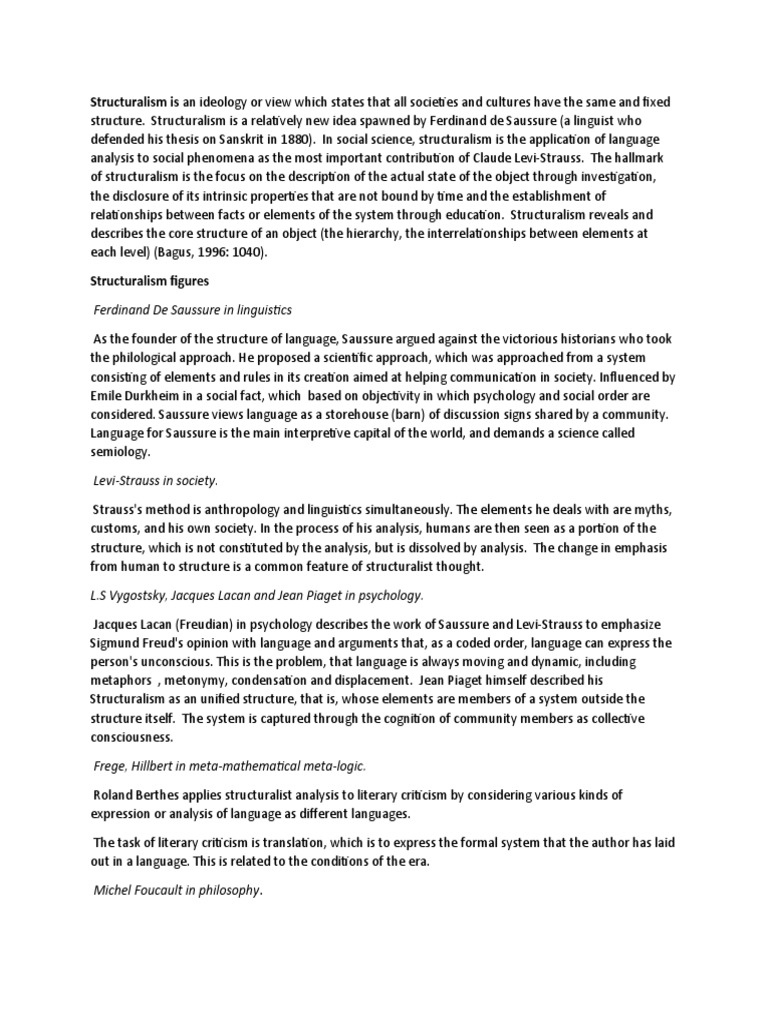 Key Figures in Structuralism Explained | PDF | Science | Philosophical ...