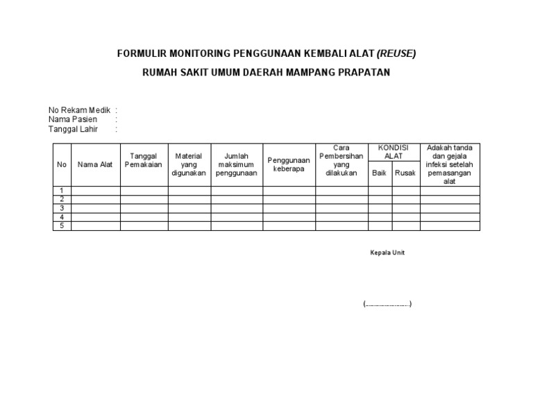 Form Evaluasi Penggunaan Alat Reuse | PDF