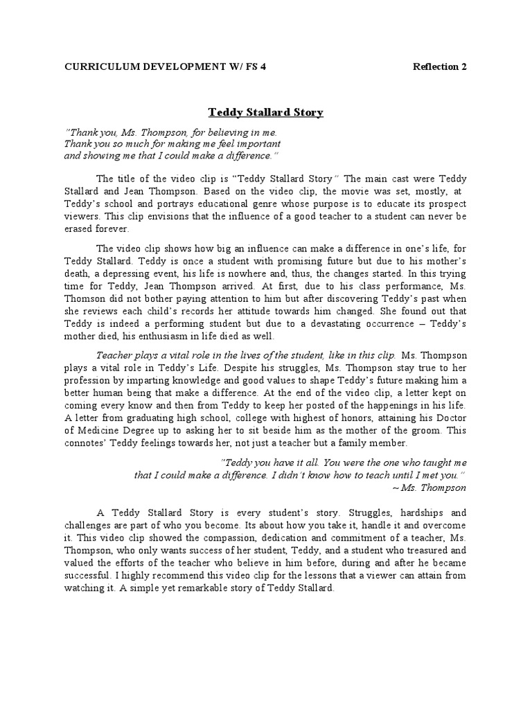 Impact of Ms. Thompson on Teddy Stallard | PDF | Teachers