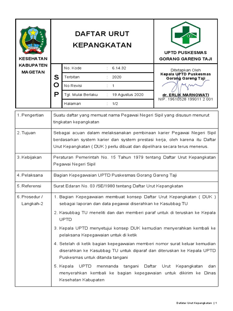 32 Daftar Urutan Kepegawaian | PDF