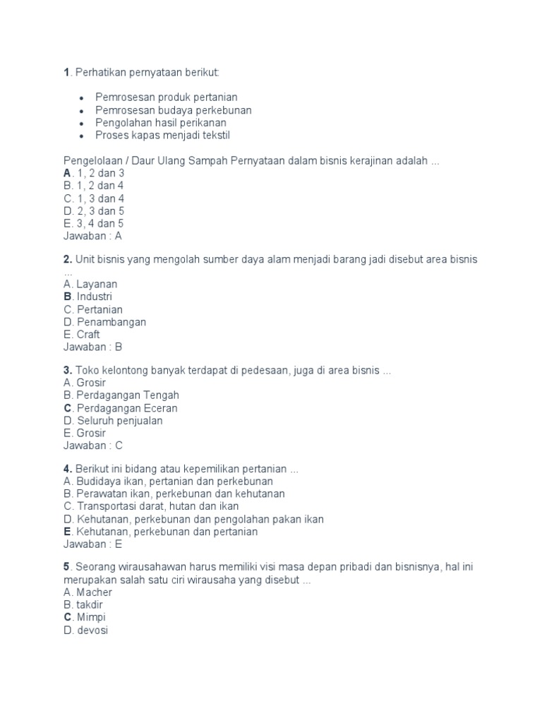 Latihan Soal PKWU 2 | PDF