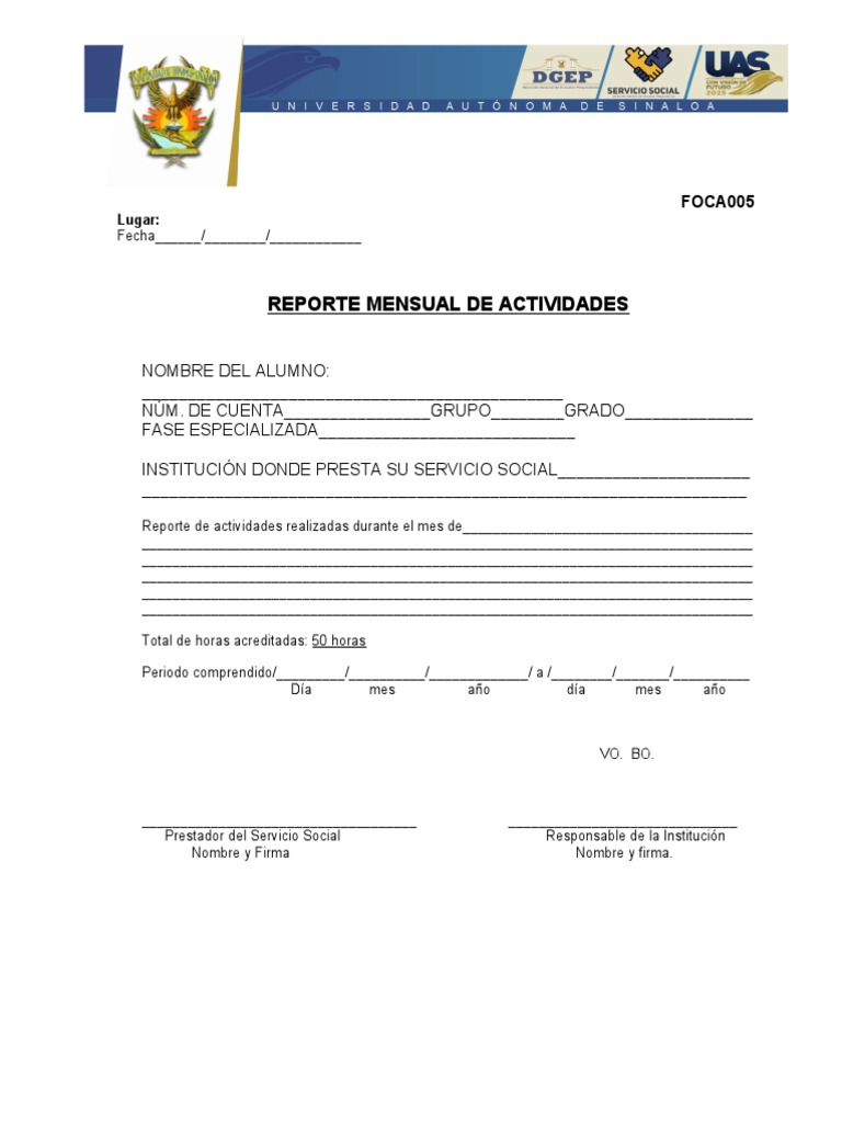 Reporte Mensual de Actividades | PDF