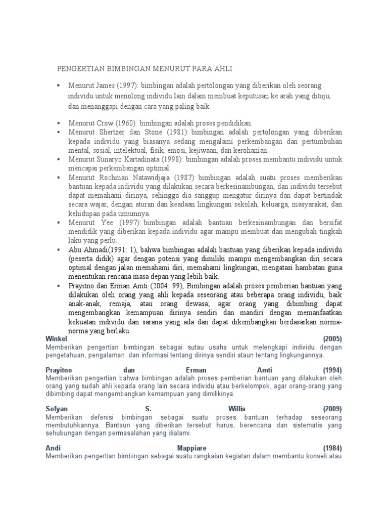 Pengertian Bimbingan Menurut para Ahli | PDF Pengertian Bimbingan Menurut para Ahli | PDF