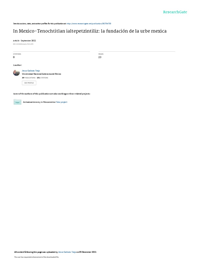 Jesus Galindo Fundacion Tenochtitlan | PDF | Astronomía