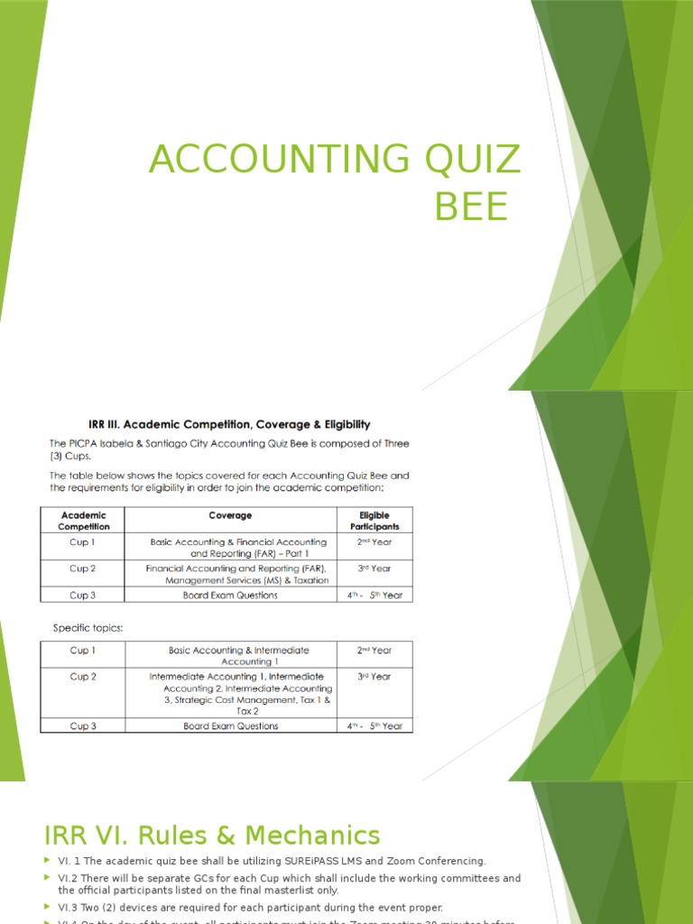 Accounting Quiz Bee | PDF | Value Added Tax | Taxes