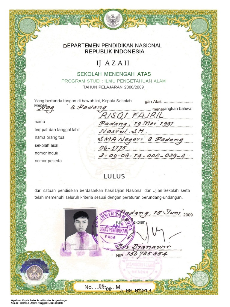 PDF Ijazah Sma | PDF