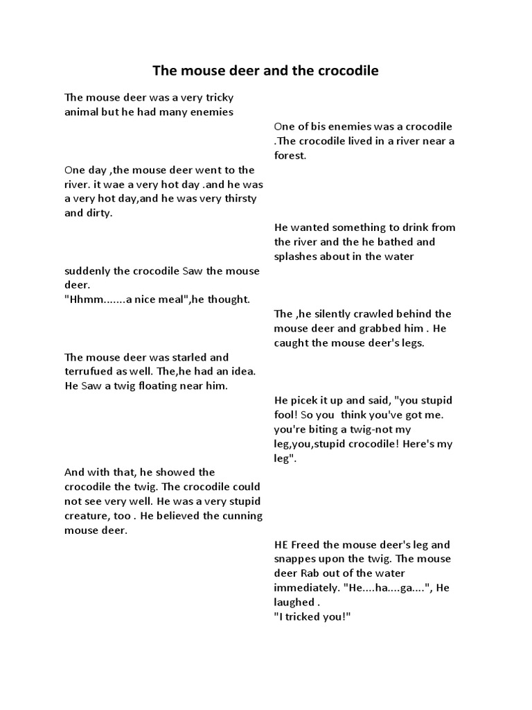 The Mouse Deer and The Crocodile | PDF