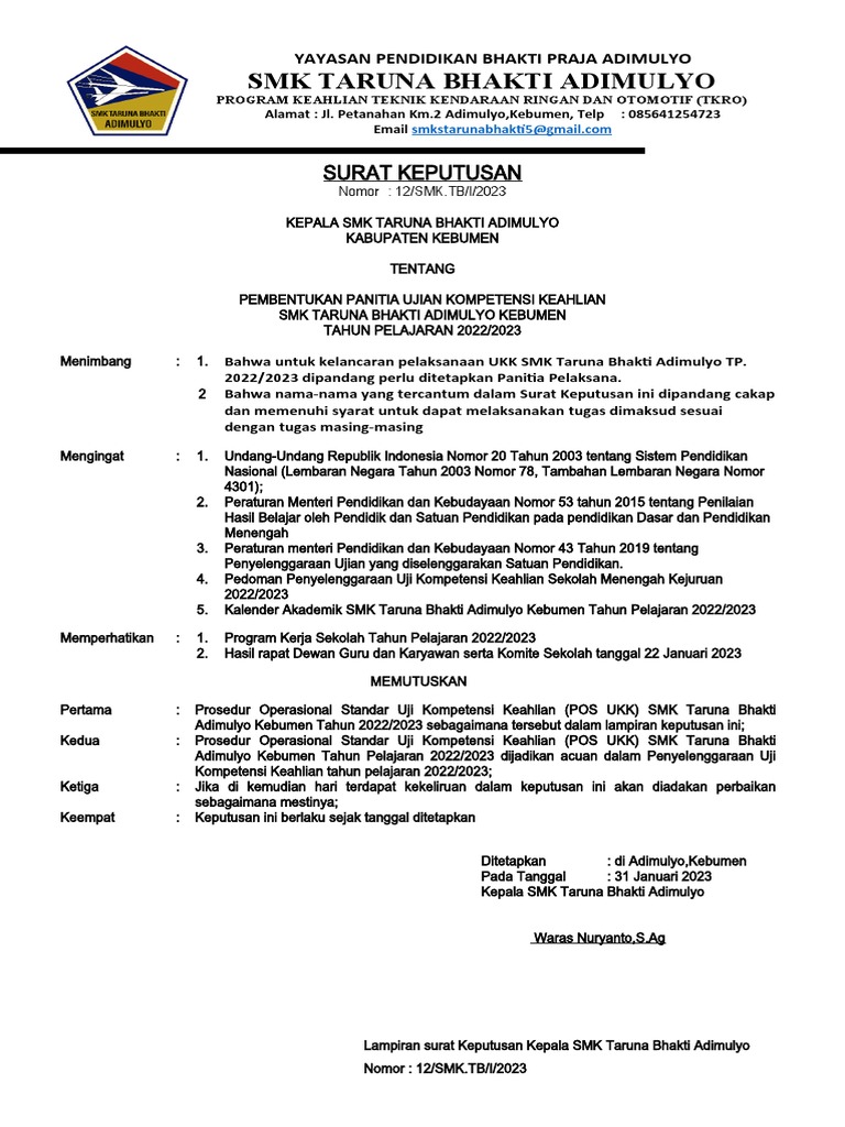 SK Panitia UKK 2023 | PDF