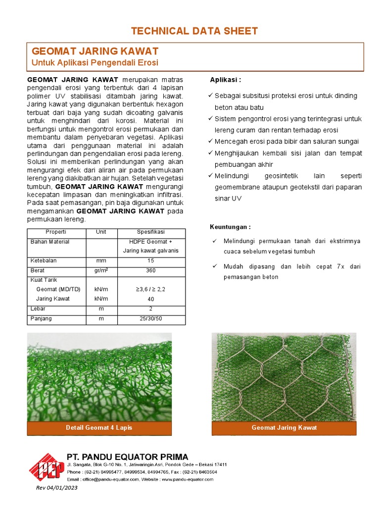 01 01.14.04.01 Spesifikasi Geomat Jaring Kawat | PDF