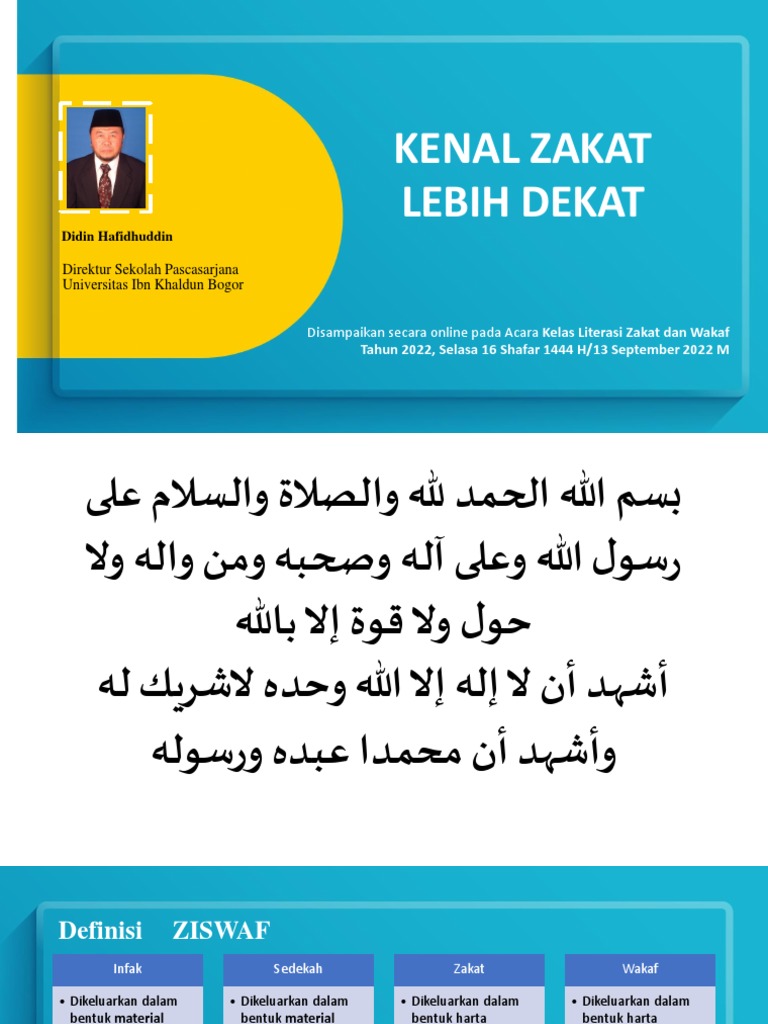 Kenal Zakat Lebih Dekat (Kelas Literasi Zakat Dan Wakaf) - 13-09-2022 | PDF