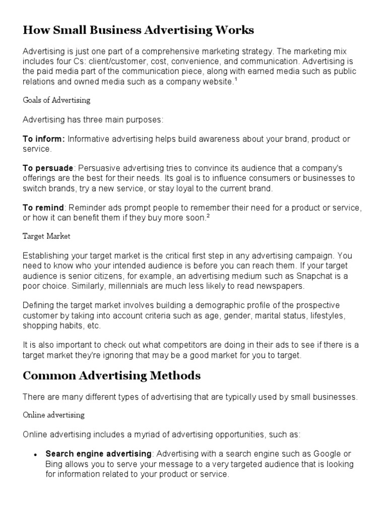 How Small Business Advertising Works | PDF | Advertising | Marketing