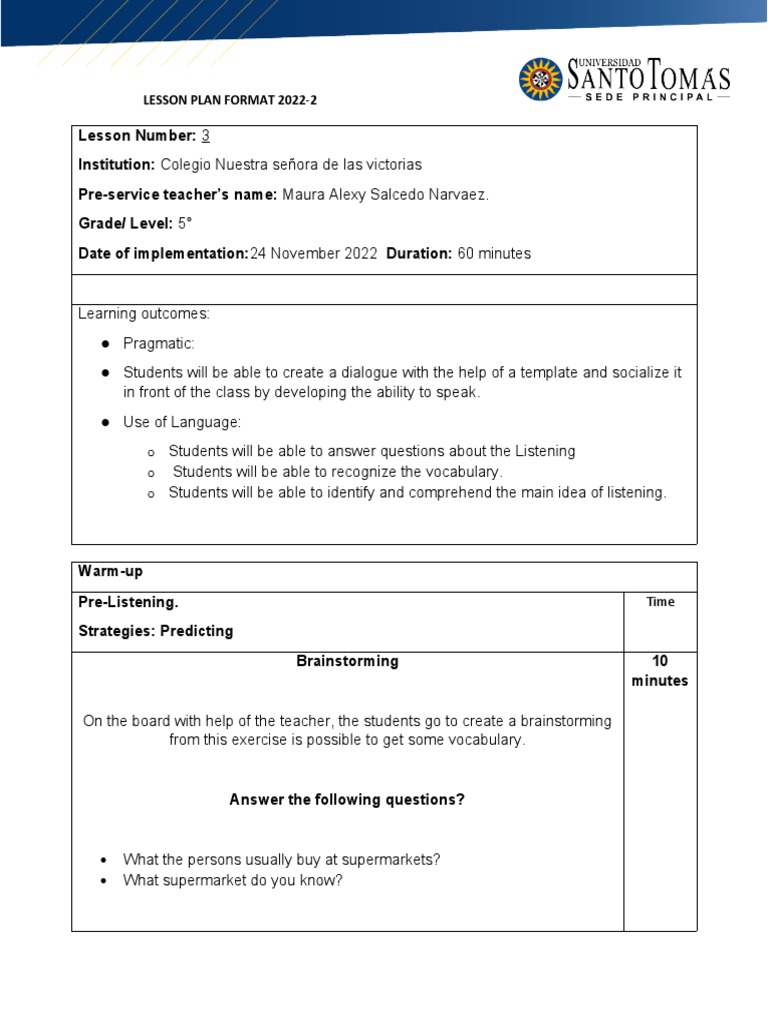 Lesson Plan Oral Skills Pdf Lesson Plan Cognition